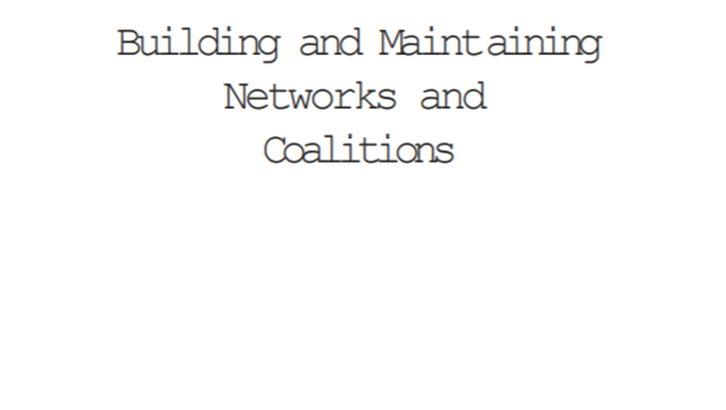Building and maintaining networks and coalitions - Girls Not Brides