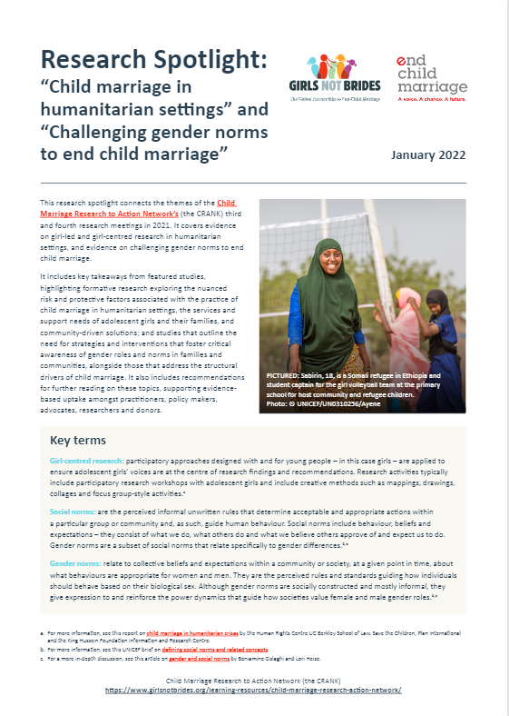 Research Spotlight: 'Child marriage in humanitarian settings' and ...