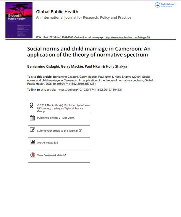 Social norms and child marriage in Cameroon: an application of the ...