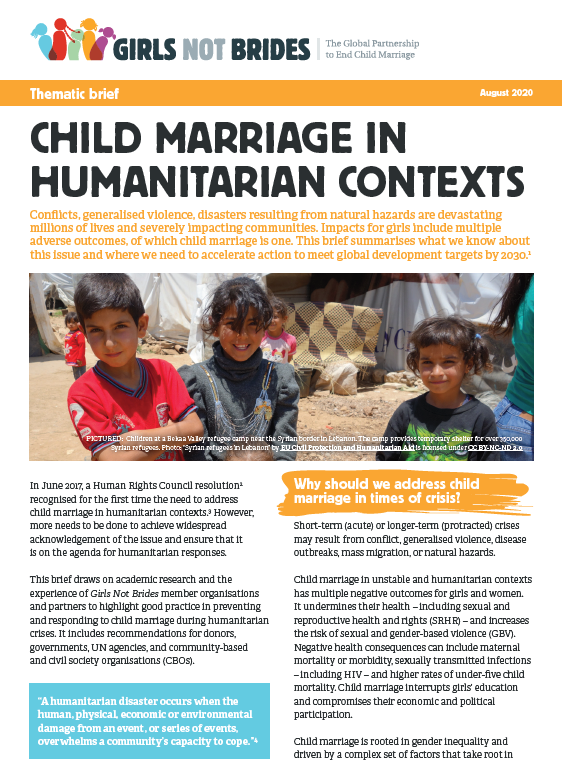 Child marriage in humanitarian contexts - Girls Not Brides