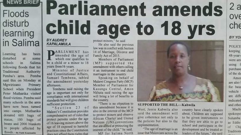 Malawi: Constitution no longer allows child marriage - Girls Not Brides