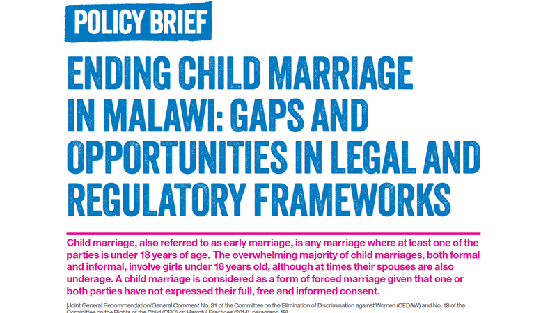 Ending Child Marriage in Malawi: Gaps and opportunities in legal and ...